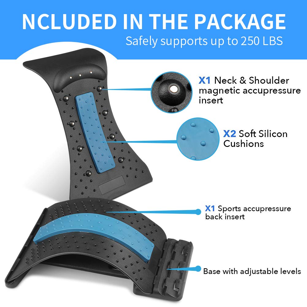 GES Back Stretcher Neck Stretcher Set of 2, Lumbar Support for Lower Back Pain Relief & Spine Deck for Cervical Pain Relief - Back Massager Spine Stretcher for Herniated Disc pain relief Sciatica