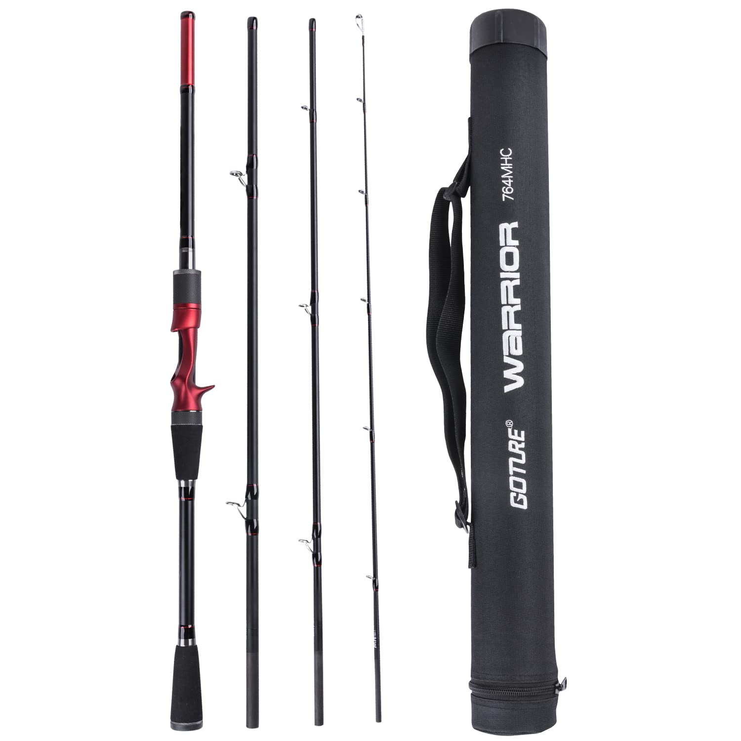 Goture Trout Fishing Pole 9FT Medium Heavy Power 4 Pieces Portable Spinning Fishing Rod with Rod Case
