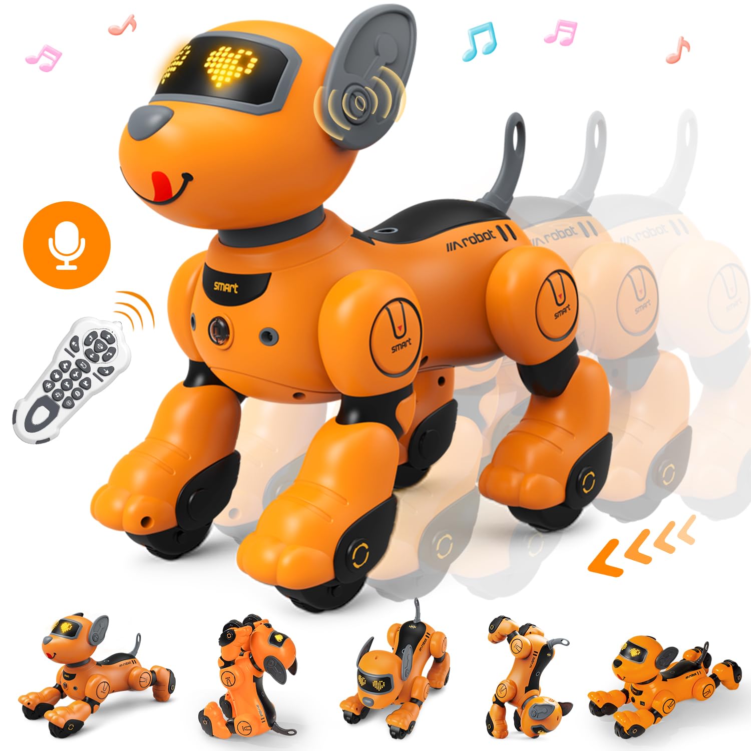 FUUY Robot Dog Toys for Kids Ages 4-7 Year Old Interactive Robo Dog Toy FollowMe RC Robot Toys Intelligent Remote Control Dog with Sing Dance Programmable Design Robotics Pets Birthday Gifts Boy Girl