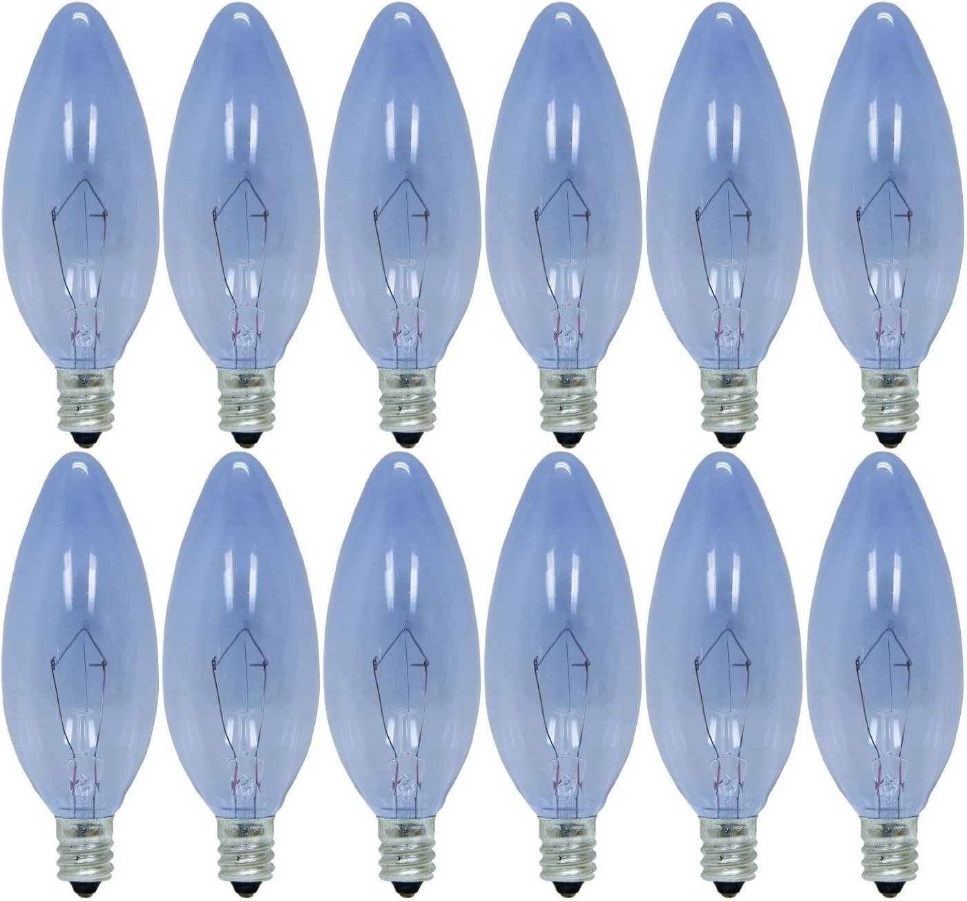 GE Lighting 48714 60-Watt 490-Lumen Reveal Blunt Tip Light Bulb with Candelabra Base, 12-Pack.
