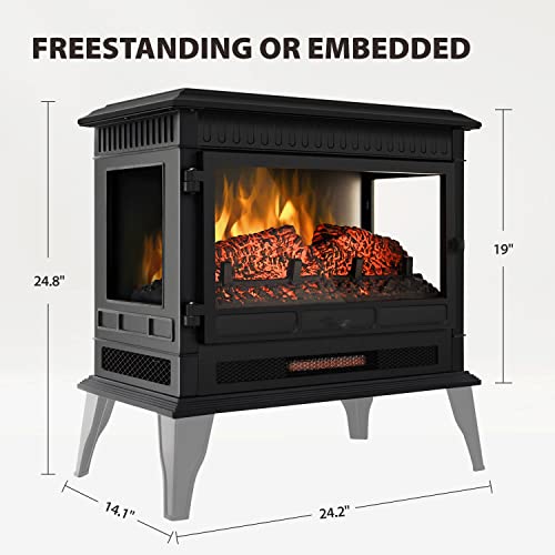 GADEN Fireplace heaters for Indoor use Logs with Lights 5 Adjustable Brightness Timer Remote Control