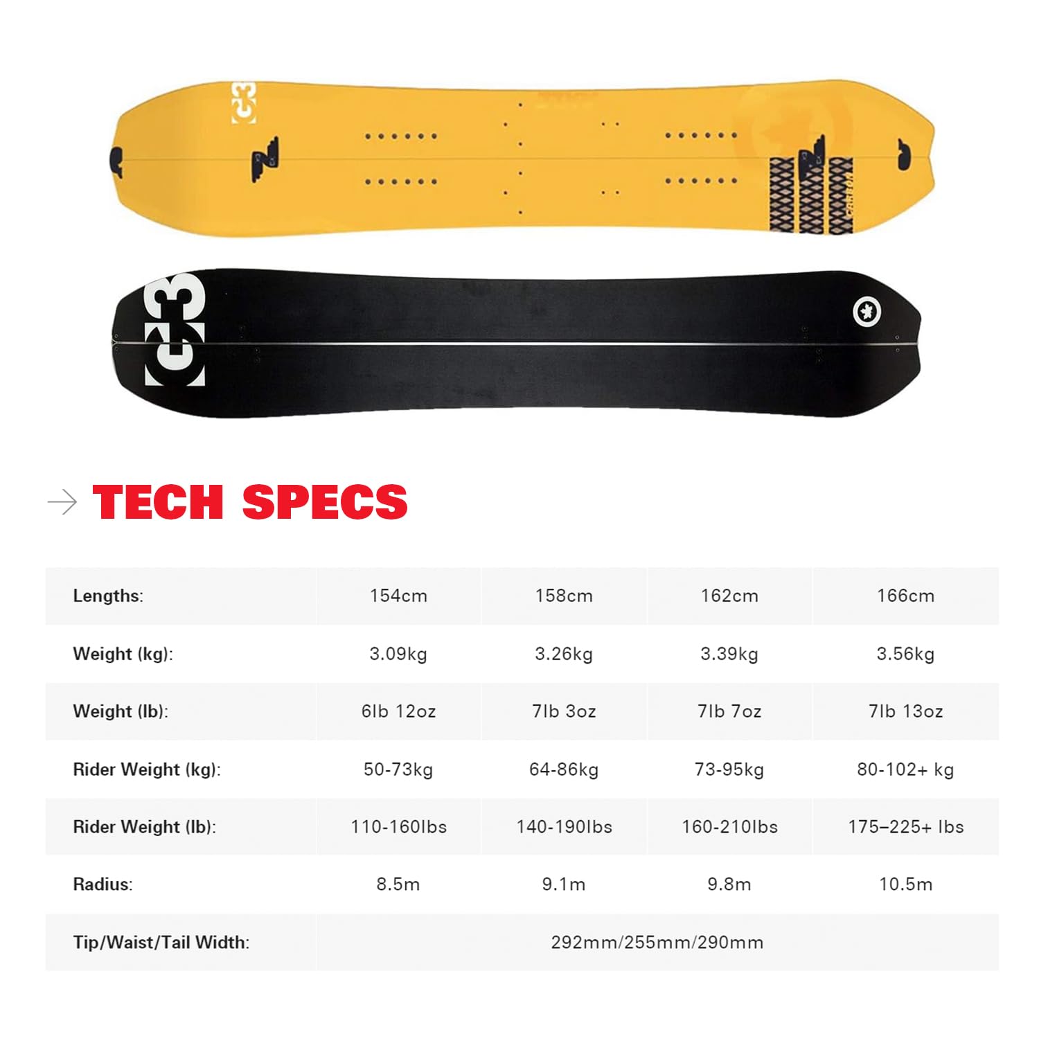 G3 GENUINE GUIDE GEAR AXLE Splitboard, All Mountain Directional Splitboard, Carbon Fiber Matrix, Longer Early Rise, Full Thickness Base, Backcountry Touring, 2023 (162CM)