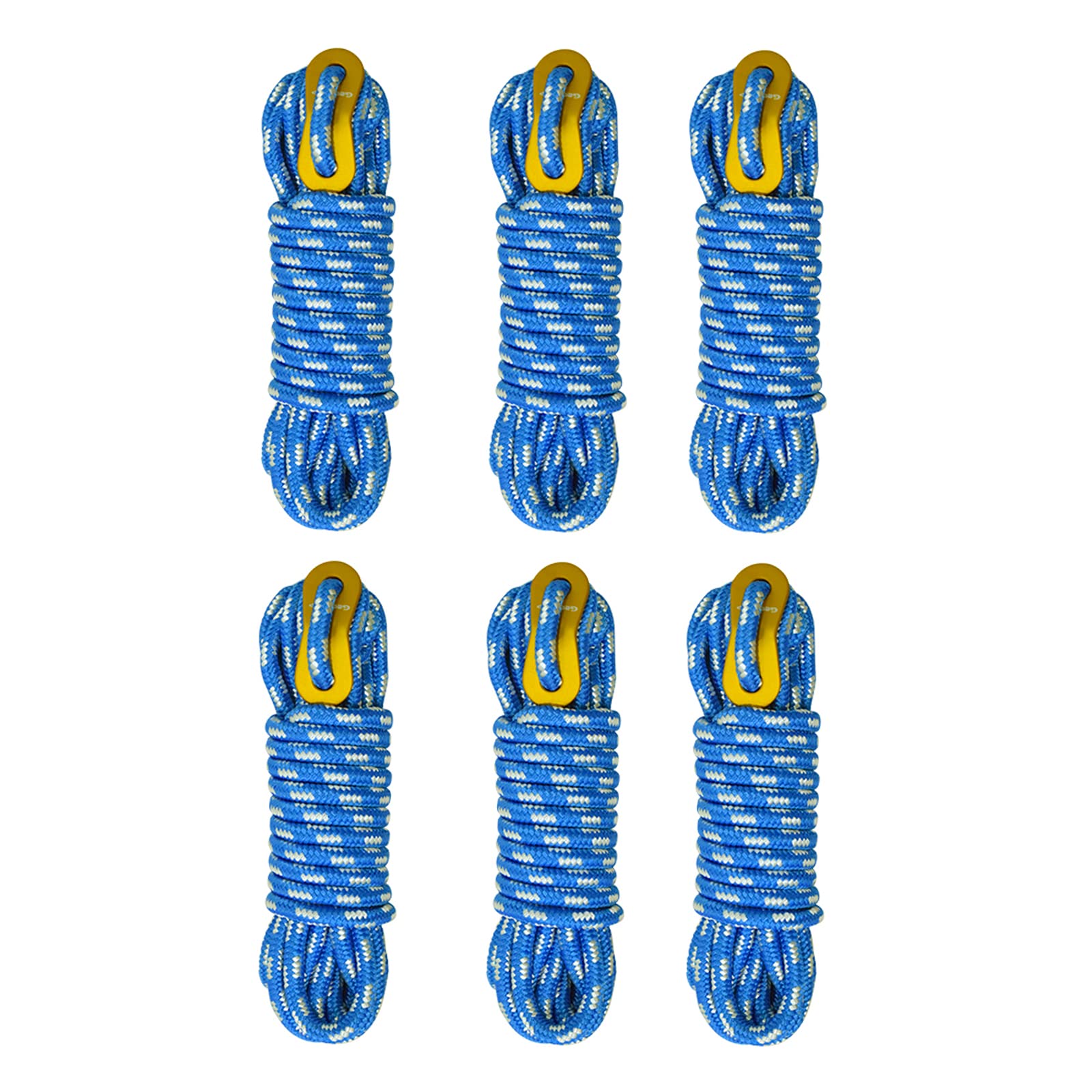 GEERTOP 6 Pack 5 mm Outdoor Guy Lines Tent Cords Lightweight Camping Rope with Aluminum Guylines Adjuster Tensioner for Camp Tent Tarp, Canopy Shelter, Hiking, Backpacking Blue