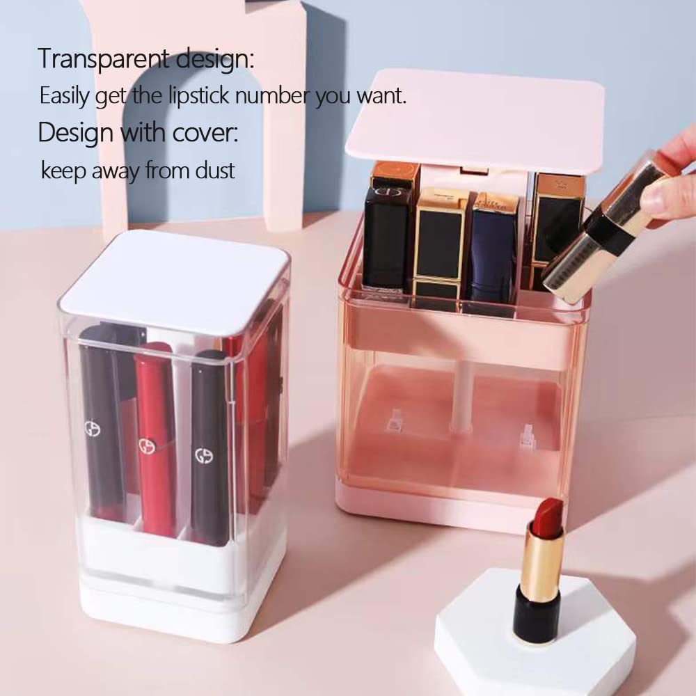 GRACMI Lipstick Holder ,Press-Type Automatic Lift Lip Gloss Holder Organizer, 12 Spaces Clear Makeup Lipgloss Display Case,Dust Free Lipstick Storage Box , Fit Most Lipsticks Lip Gloss(White)