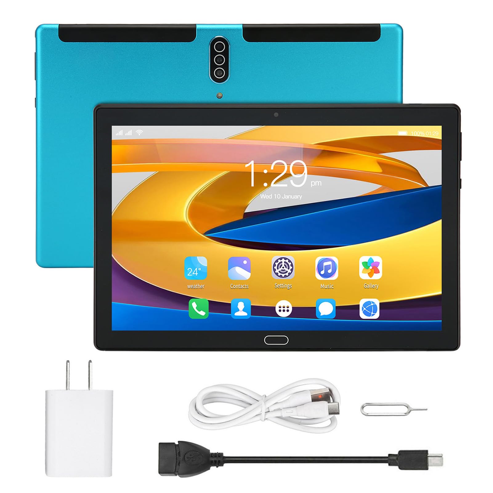 Gugxiom 10.1in Business Tablet, Android Tablet, 4g Calling Tablet, 6GB RAM 128GB ROM, 5MP+8MP Camera, Octa Core CPU, 6000mAh, 5G WiFi, GPS, Dual Sim Dual Standby (Blue)