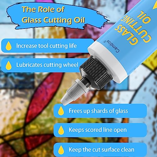 Glass Cutting Oil with Precision Application Top, Suitable for an Array of Glass Cutter and Glass Cutting Tools, 4 oz Premium Glass Cutting Oil for Glass Cutters/Tiles/Mirrors/Mosaic - by Camdios