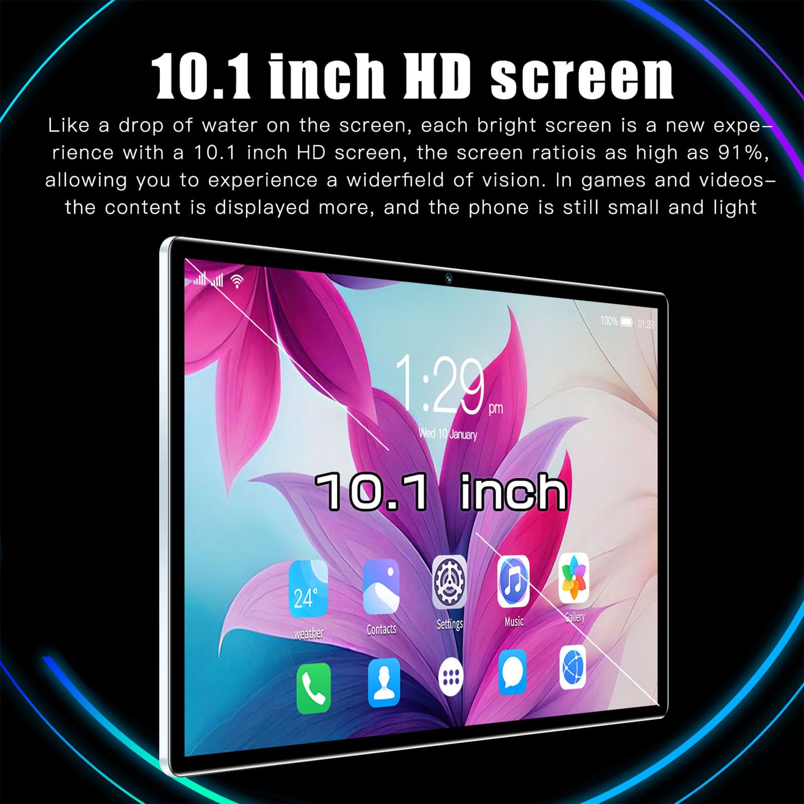 Gugxiom 2 in 1 Tablet, Android 12 Tablet, 6GB RAM 128GB ROM, 8 Core Processor, 2.4GHz 5G WiFi, 7000mAh, with Keyboard and Mouse, 10.1 FHD Screen (US Plug)