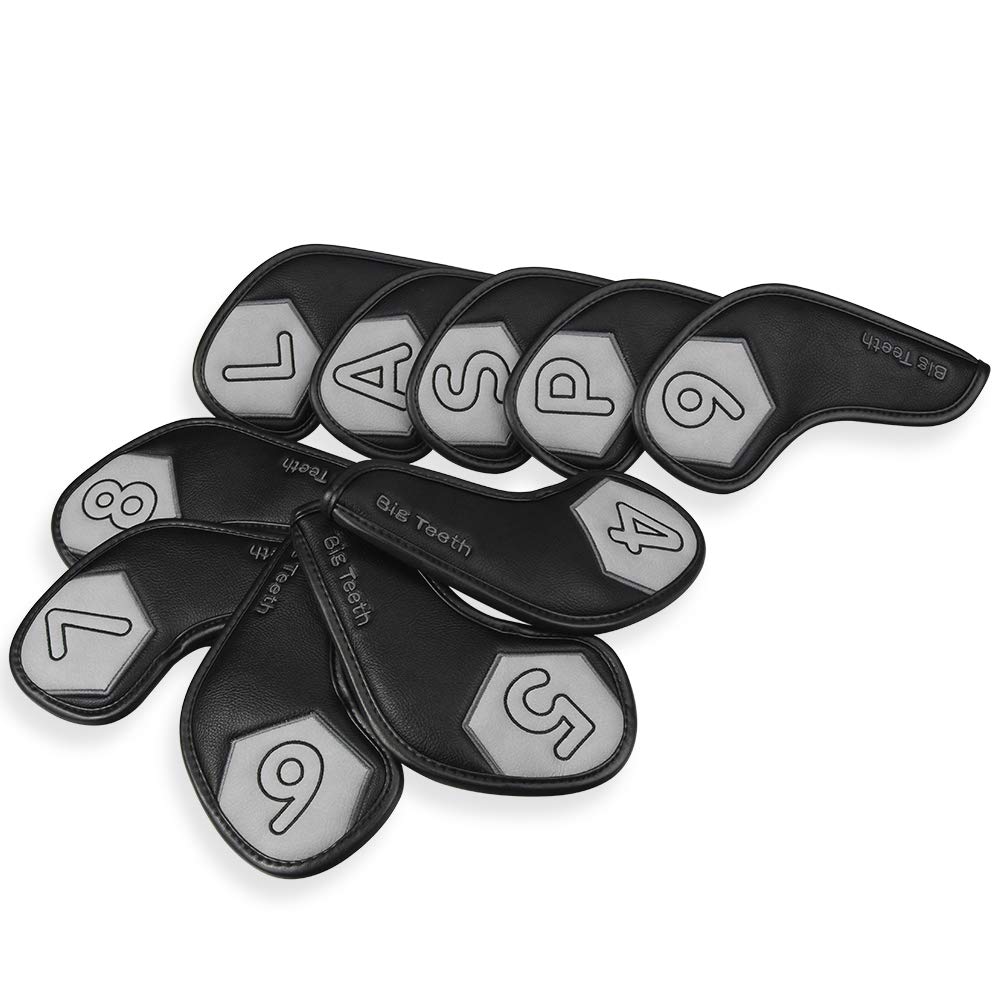 Golf Iron Head Covers 10Pcs Leather Golf Club Protector for Titleist Callaway Ping Taylormade
