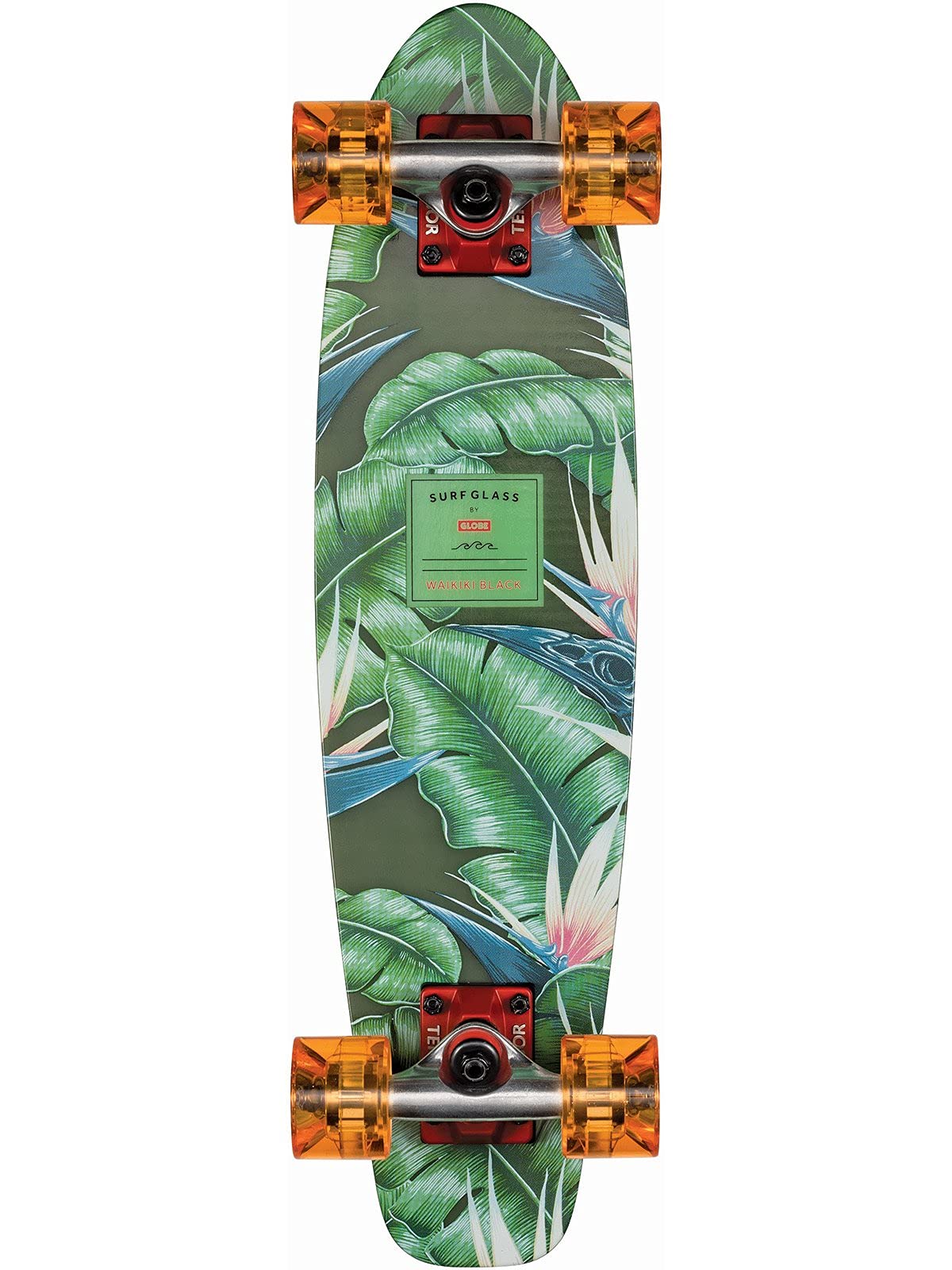 Globe Surf Glass Complete Skateboard,Waikiki Black,24" L x 6.125" W - 14" WB