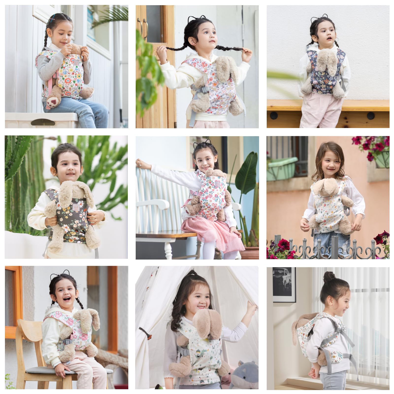 GAGAKU Dolls Carrier Front and Back Soft Cotton for Baby Girls Over 36 Months, Cute Pattern