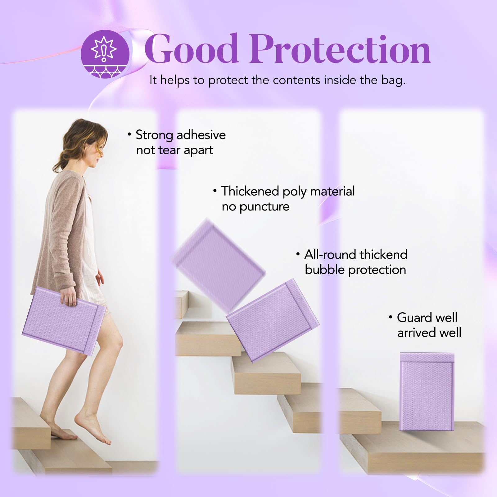 Fuxury Large Bubble Mailers 10.5x16" 40 Pack Self Seal Padded Envelopes Waterproof Mailing Envelopes Bubble Padded Cushioning Padded Mailers for Packaging, Small Business #5 Lavender