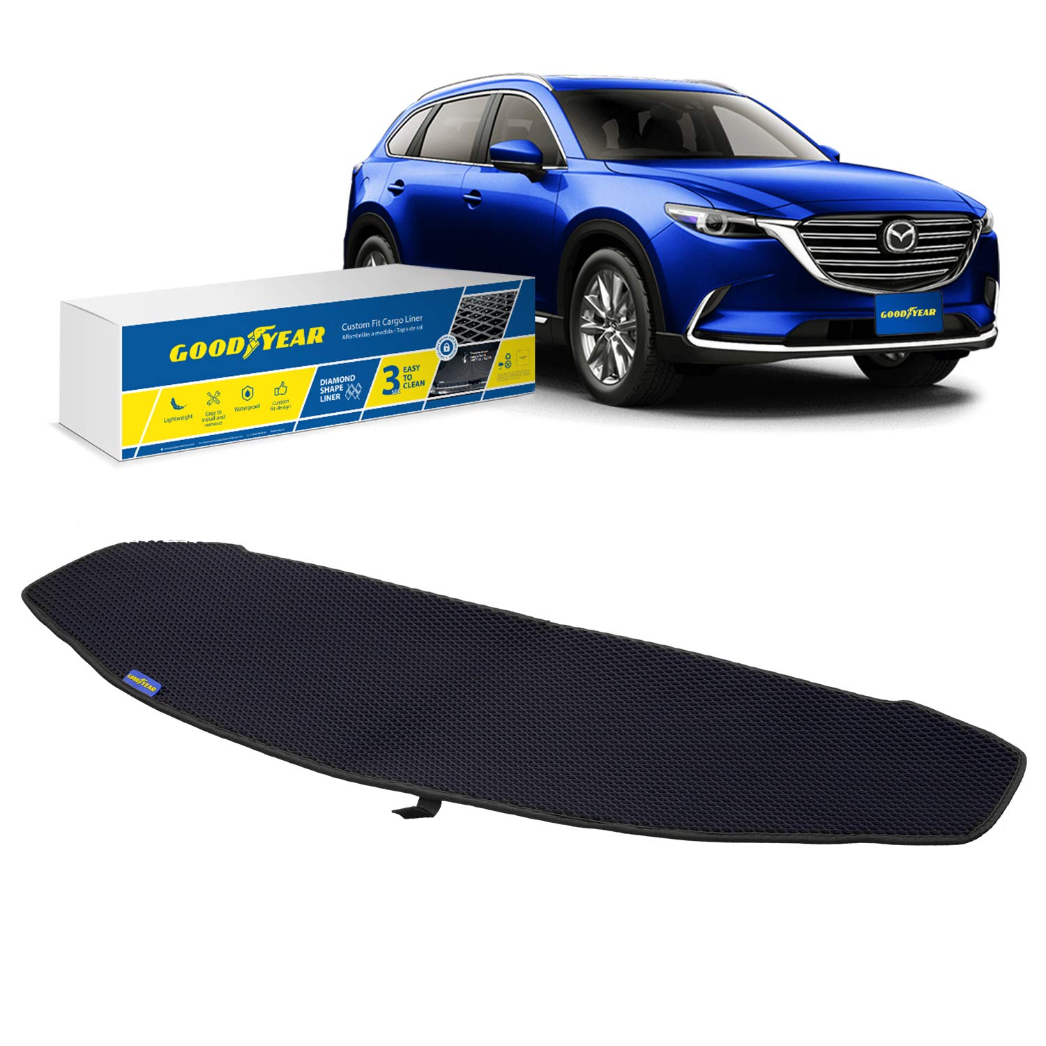 Goodyear Custom Fit Cargo Mat Liner for Ford Explorer 2011-2019 - Heavy Duty Trunk Liner, Diamond Shape, Luggage with Waterproof, Liquid & Dirt Trapping Technology - Anti-Slip Cargo Liner-GY004510