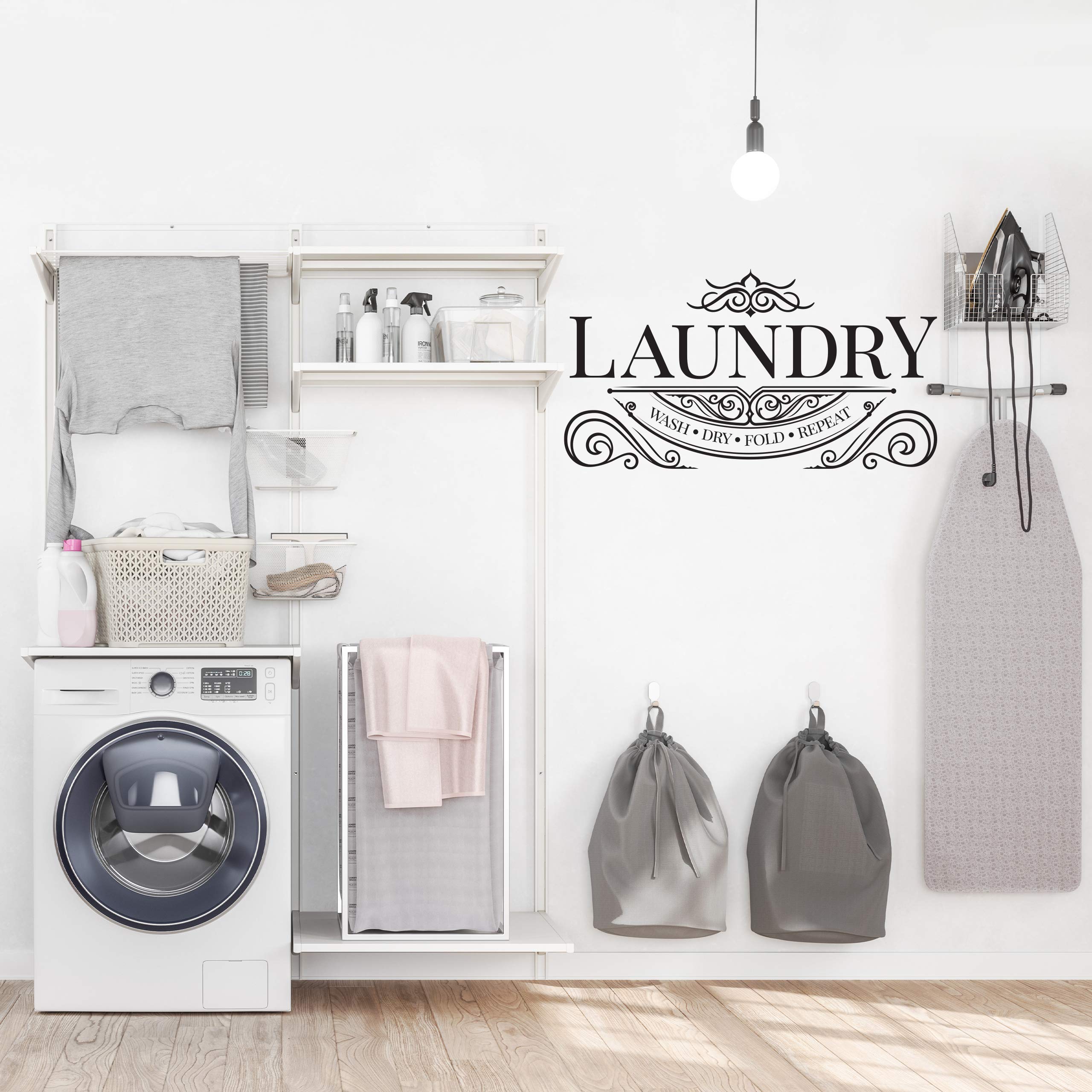 Good Karma Studio Laundry Sign, 24 x 16 in Laundry Room Decal, Laundry Room Sign, Laundry Signs for Laundry Room Decor, Laundry Room Wall Stickers, Laundry Room Decorations for Wall