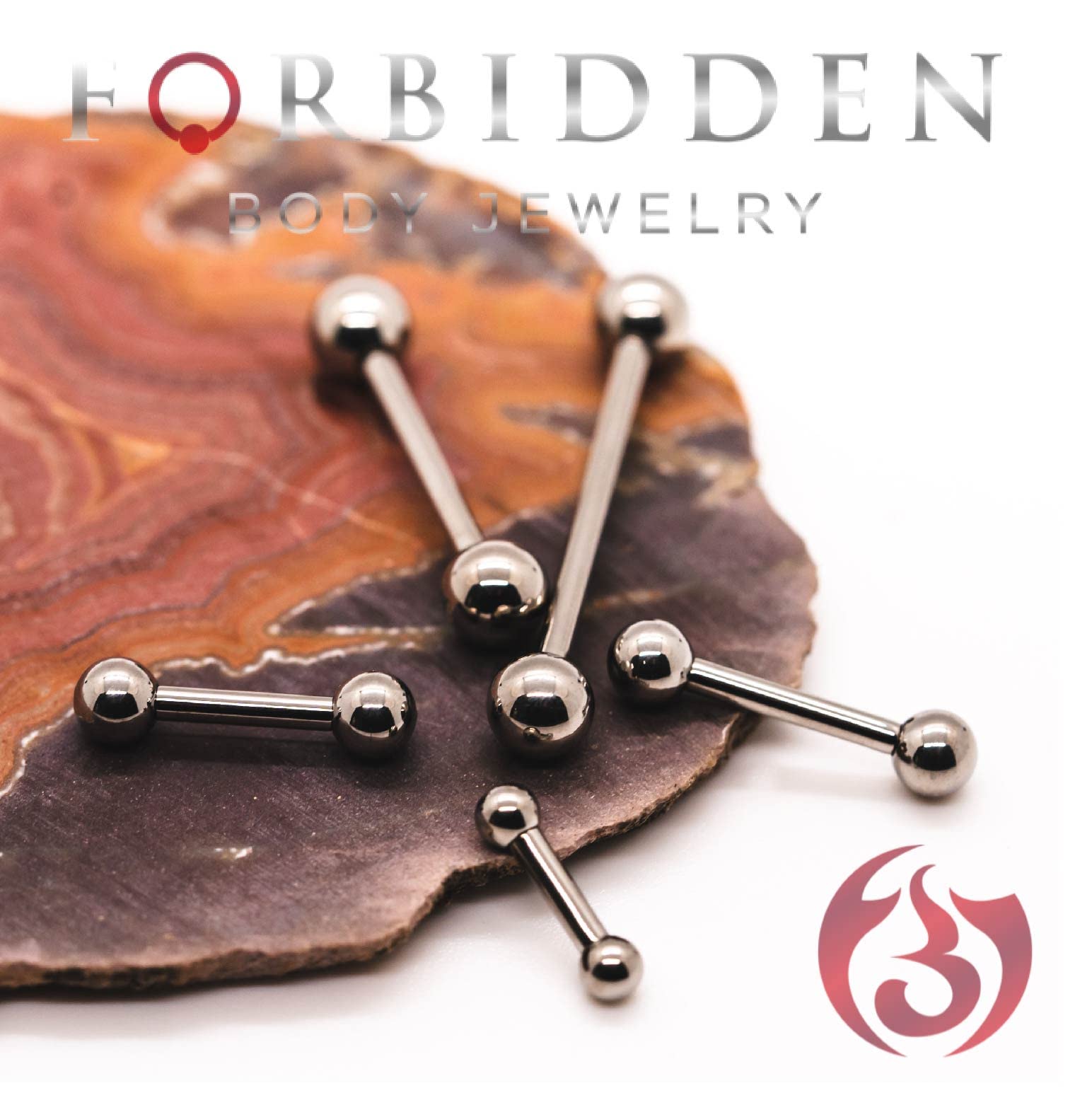 Forbidden Body Jewelry 10g 16mm Internally Threaded Surgical Steel Straight Barbell Body Piercing, 6mm Balls