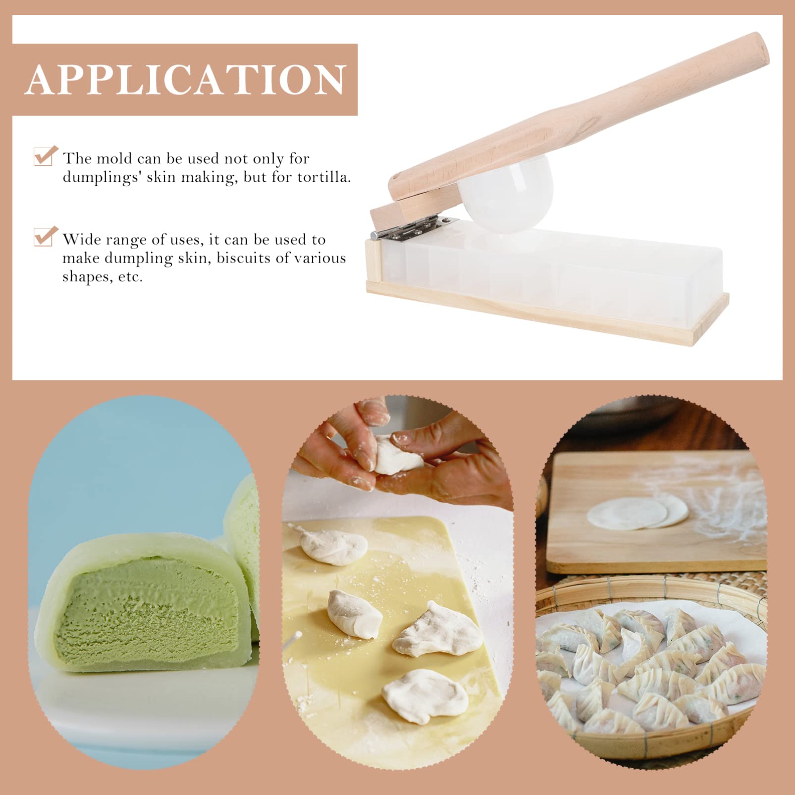 GANAZONO Tortilla Press Plastic Tortilla Maker Wood Dumpling Press Maker Chinese Baozi Press Dough Press Pierogi Maker Ravioli Hand Pie Maker Pastry Kitchen Gadgets Tool