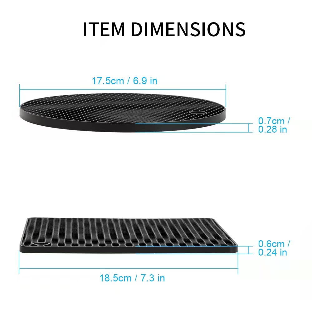 Gaiamat Silicone Trivet Mats, 4 Pack 2 Shape(2 Squared+2 Round) Heat Resistant Pot Holders Set, Silicone Table Mats Large Coasters for Kitchen Counter, Tables, Hot Dishes, Hot Pats, Pans(Black)