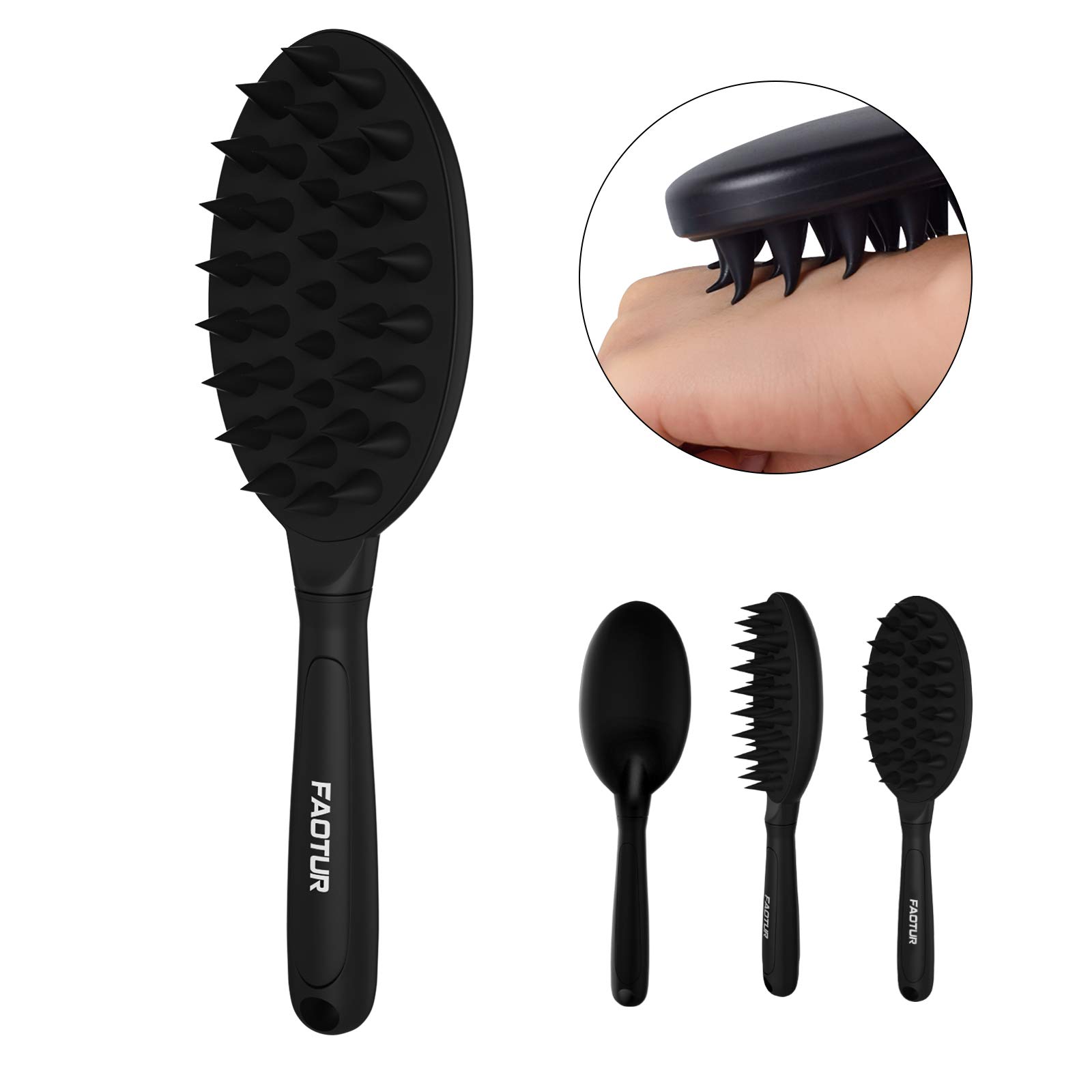 Hair Shampoo Brush, FAOTUR Scalp Care Hair Brush with Soft Silicone Scalp Massager (Pink)