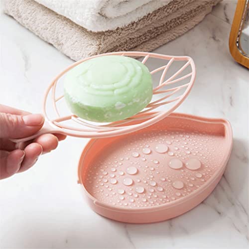 HALOU Leaf Shape Soap Box Drain Soap Holder Box Bathroom Shower Soap Holder Sponge Storage Plate Tray Supplies (Color : Gray, Size : 10.5 * 17.3cm)