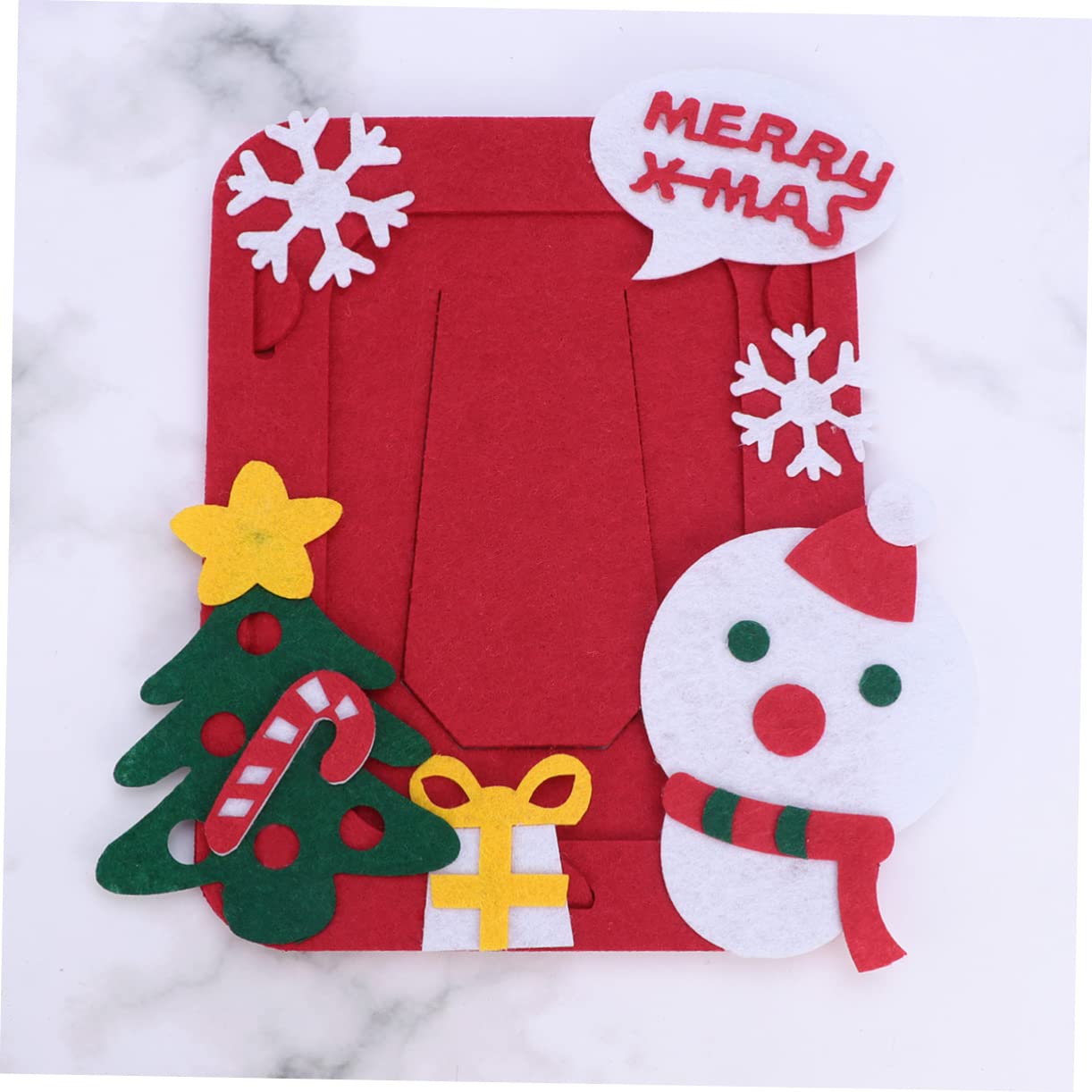 Homoyoyo Christmas Photo Booth Prop Frame Nonwoven Photo Frame Christmas Photo Frame Craft Red Photo Frame Decorative Picture Frames Frame Materials Package Hanging Photo Frame Child Manual