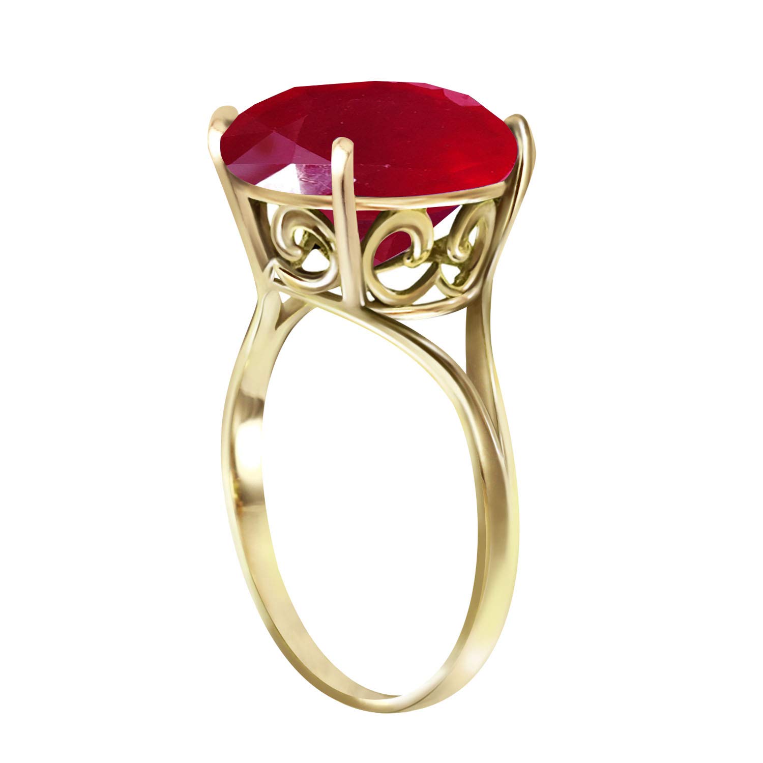Galaxy Gold GG 14k Solid Gold Ring 12.0 mm Round Ruby (Yellow-Gold, 7.5)