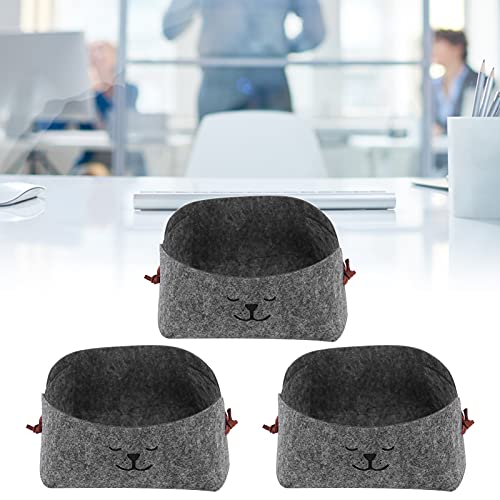 HOLPPO 3Pcs/Set Storage Basket,Durable Felt Tabletop Storage Box,Desktop Storage Box Folding Storage Organizer for Currency Key Snack TV Remote