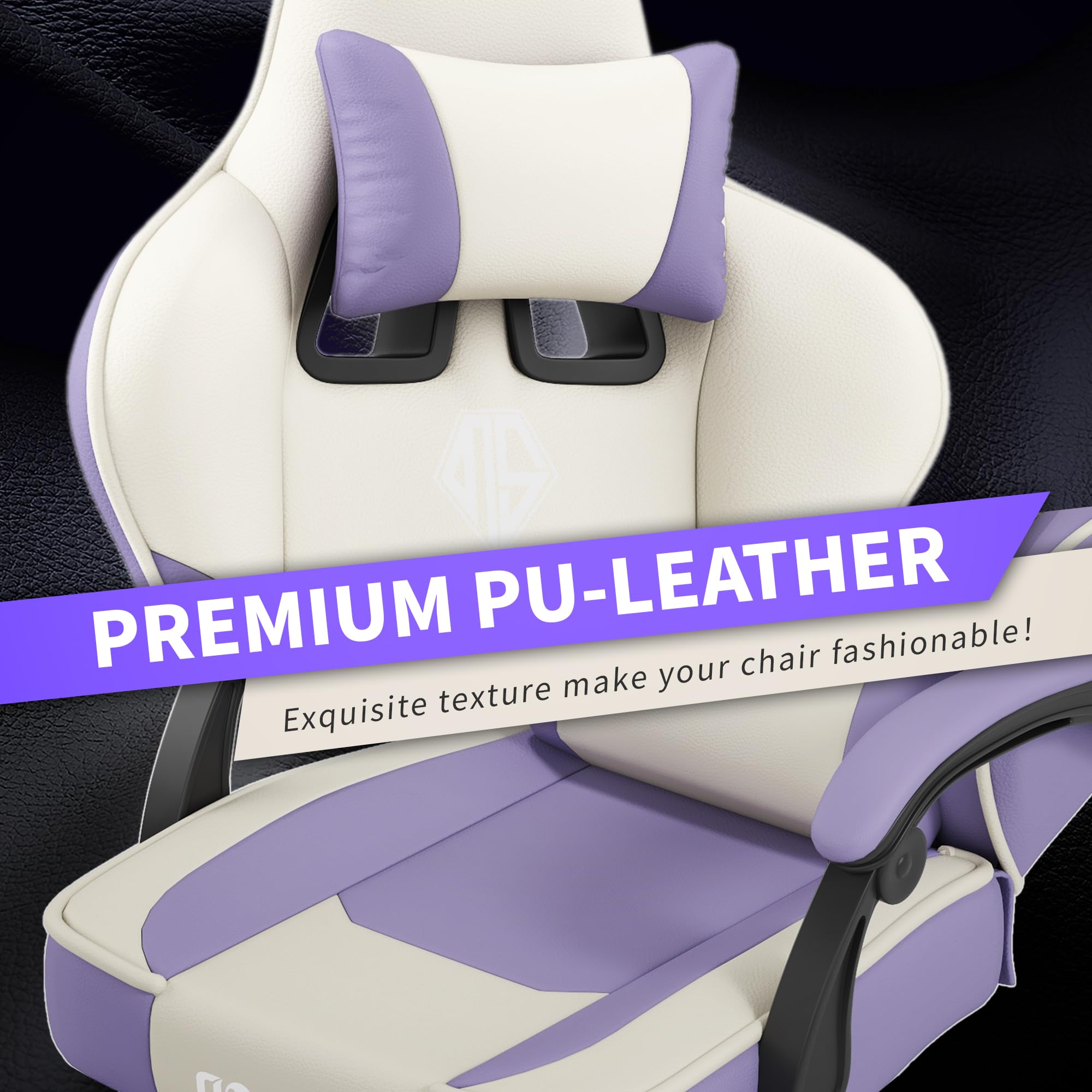 Gaming Chair Ergonomic Office Chair with Headrest for Adult (Gray)