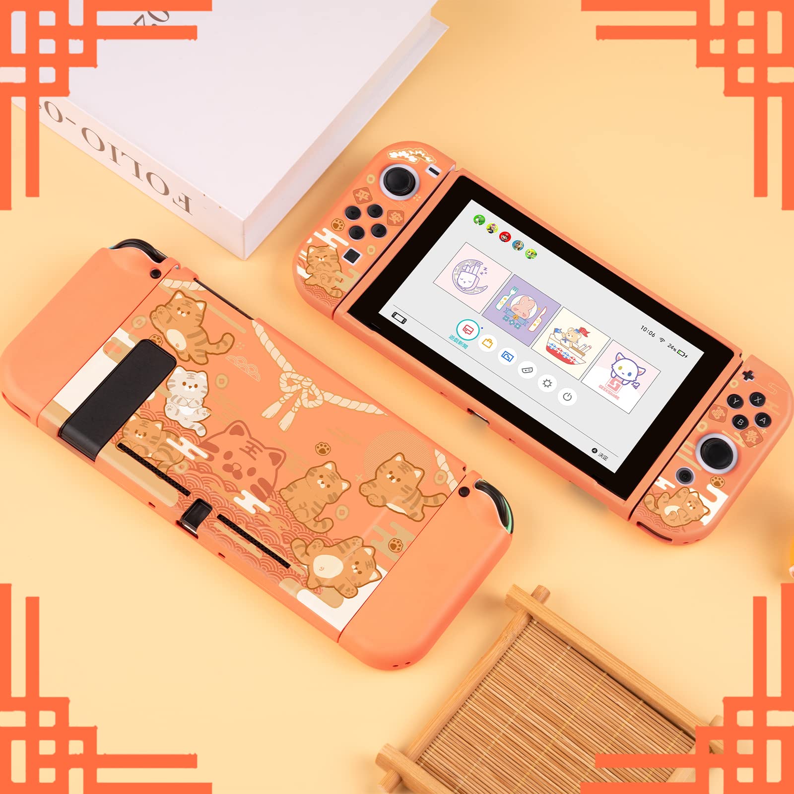 GeekShare Soft TPU Protective Case Slim Cover Case Compatible with Nintendo Switch and Joy-Con- Shock-Absorption and Anti-Scratch - Tiger
