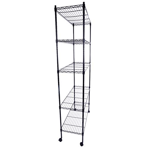 GAJUST Multi-Functional 5-Tier Coated Iron Shelf with Rolling Advantages