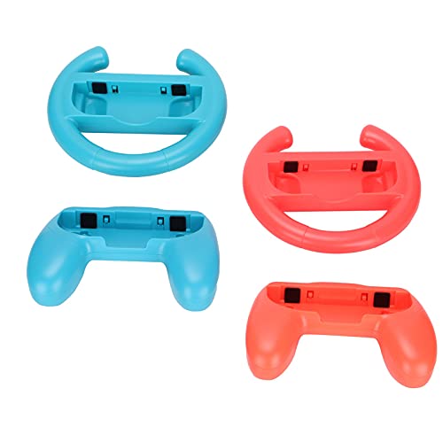 Handle Accessories, Durable Lightweight Standard Size Ergonomic Handle Grip Steering Wheel Kit for Game Controller(Red-blue)