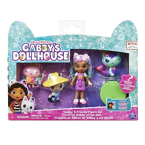 Gabby's Dollhouse, Gabby and Friends Figure Set with Rainbow Gabby Doll, 3 Toy Figures and Surprise Accessory Kids Toys for Ages 3 and up