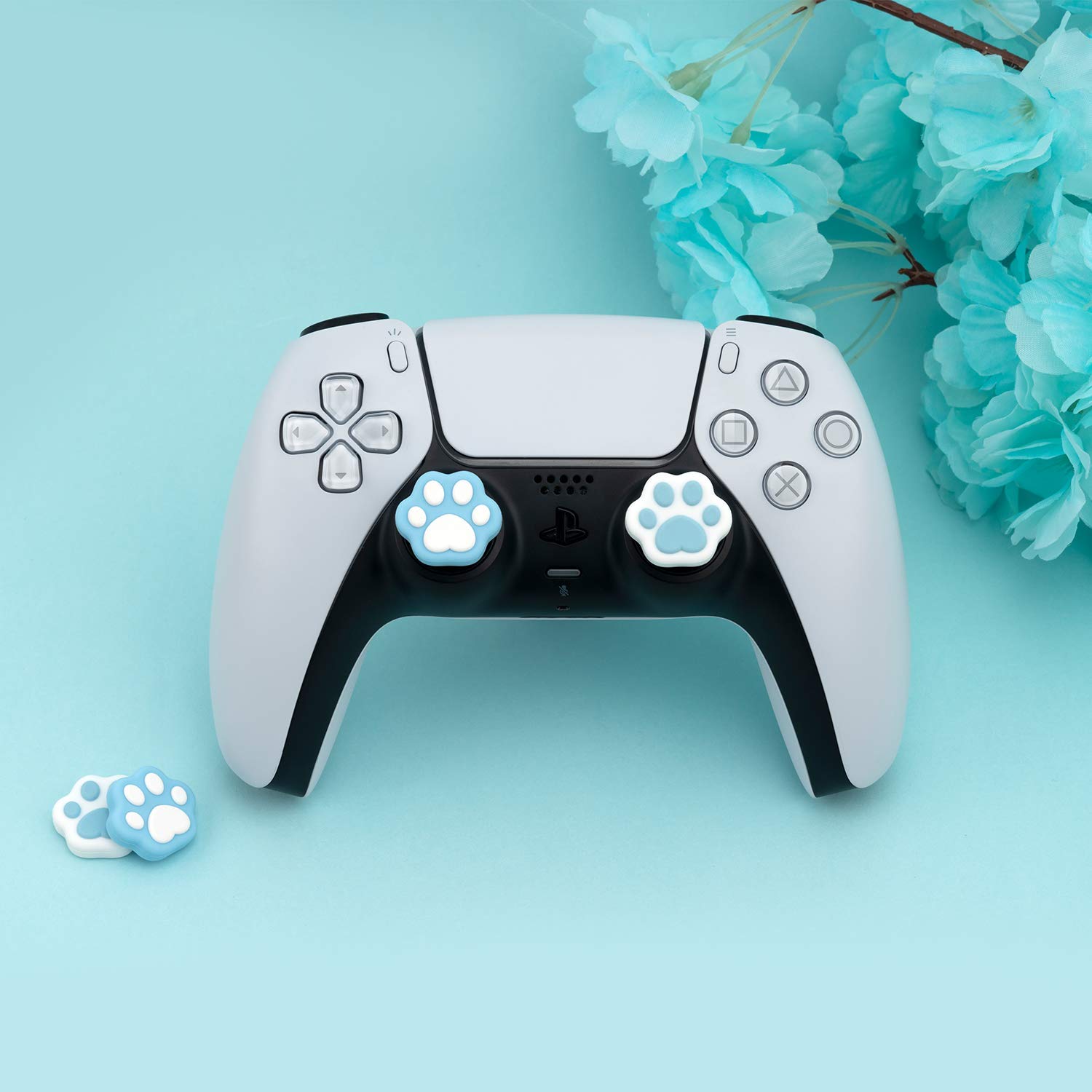GeekShare Cat Paw Playstation 4 Controller Thumb Grips, Thumbsticks Cover Set Compatible with Switch Pro Controller and PS4 PS5 Controller, 2 Pair / 4 Pcs-Cat Paw Shape