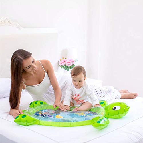 gebra Inflatable Tummy Time Water Mat Sea Turtle Shape Play Mat for Baby Boy Girl 0 3 6 9 Month