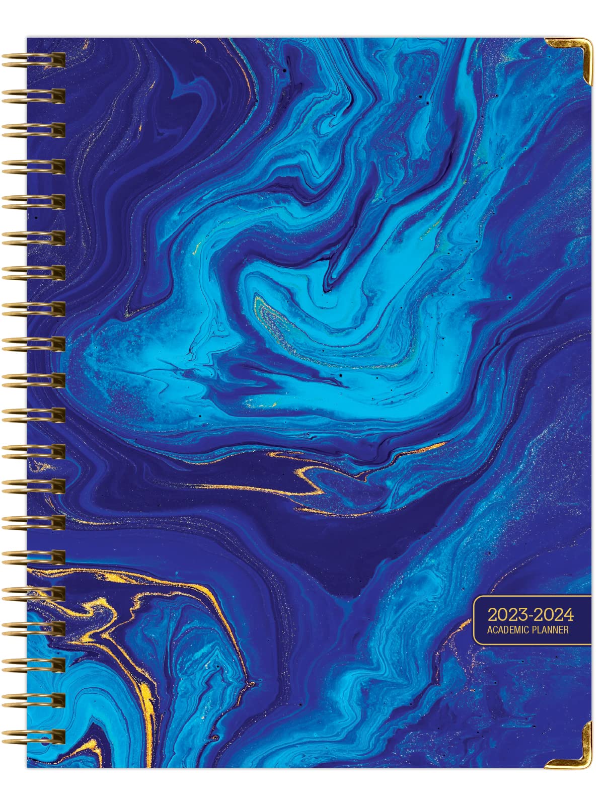 HARDCOVER Academic Year 2023-2024 Planner: (June 2023 Through July 2024) 8.5"x11" Daily Weekly Monthly Planner Yearly Agenda. Bookmark, Pocket Folder and Sticky Note Set (Dark Blue Marble)