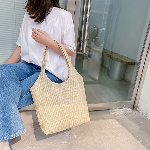 Handbags Summer Beach Bag for Women Straw Weave Shoulder Underarm Bag Large Tote (Color : A, Size : 42cm)