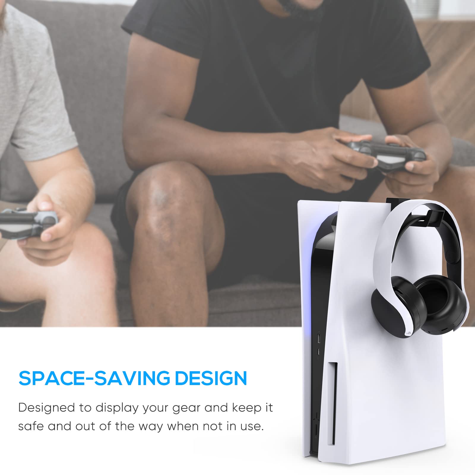 FYOUNG Headset Holder for PS5/for PS5 Slim, Hook Hanger for PS5 Headphone Hanger Holder, Headphone Stand for PS5/ PS5 Slim (White)
