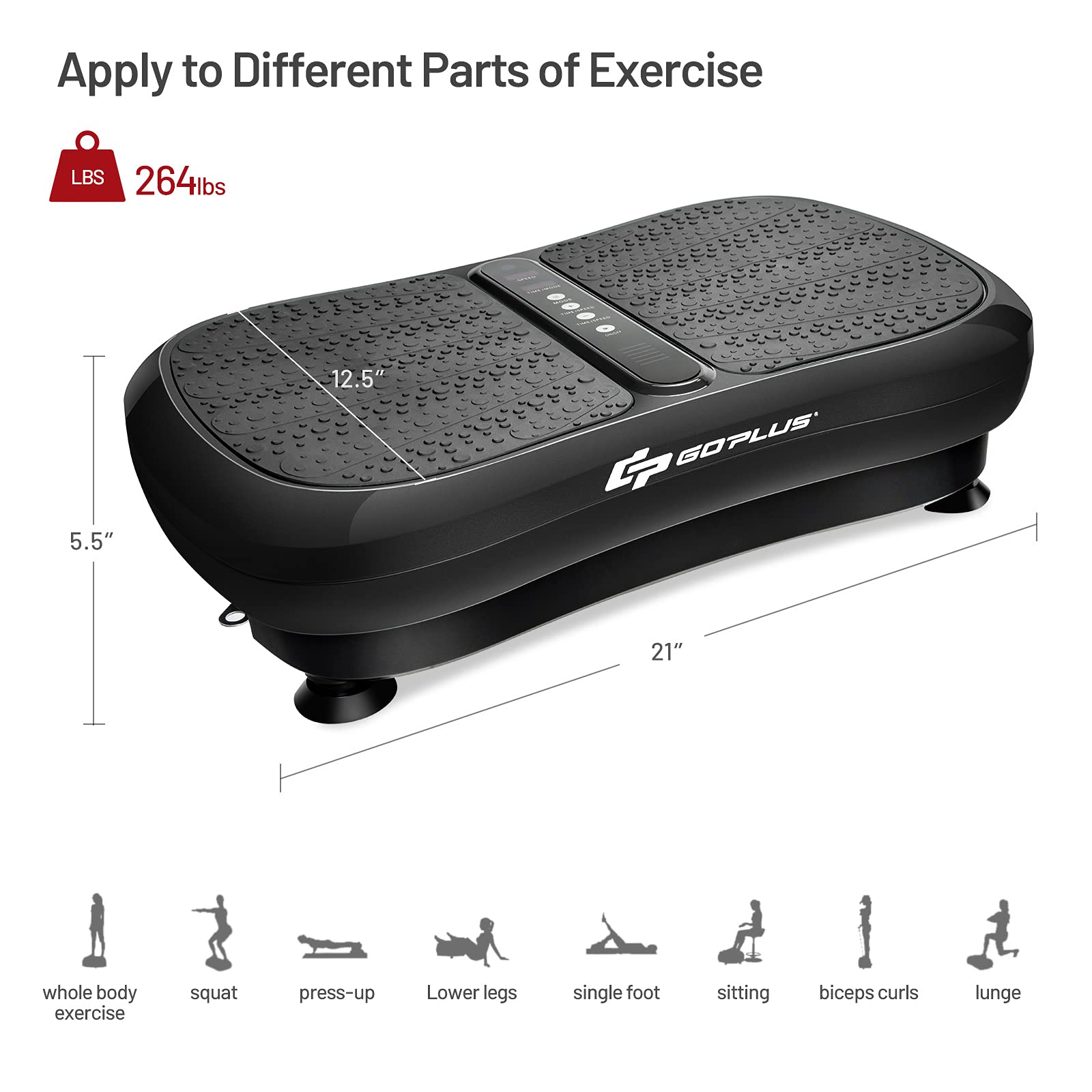 Goplus 3D Vibration Plate Exercise Machine, Vibration Fitness Platform, Loop Bands, 180 Speed Adjustment, 0-10Mins Timer, for Weight Loss, Toning & Wellness (Black)