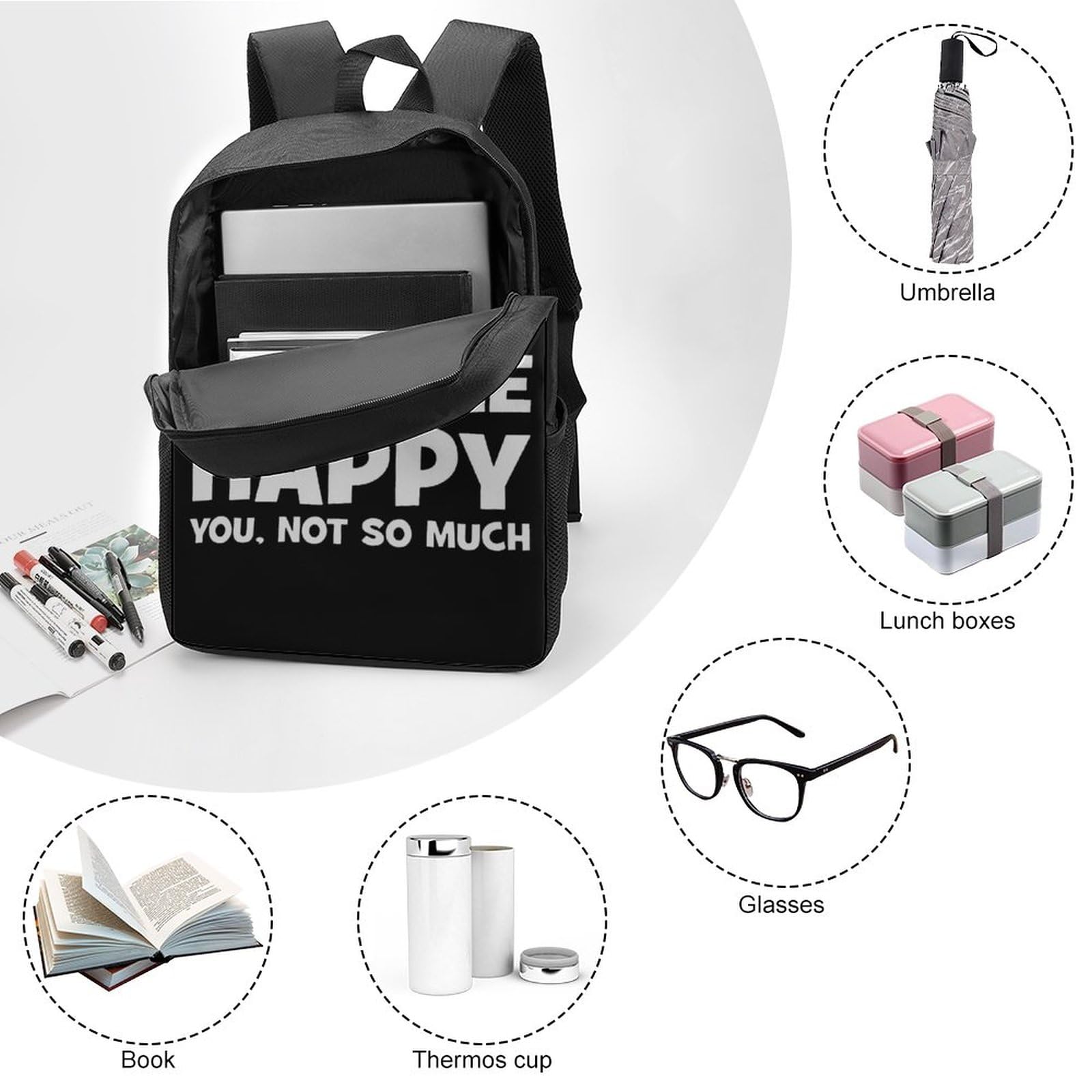 Goats Make ME Happy Travel Backpack Casual 17 Inch Large Daypack Shoulder Bag with Adjustable Shoulder Straps