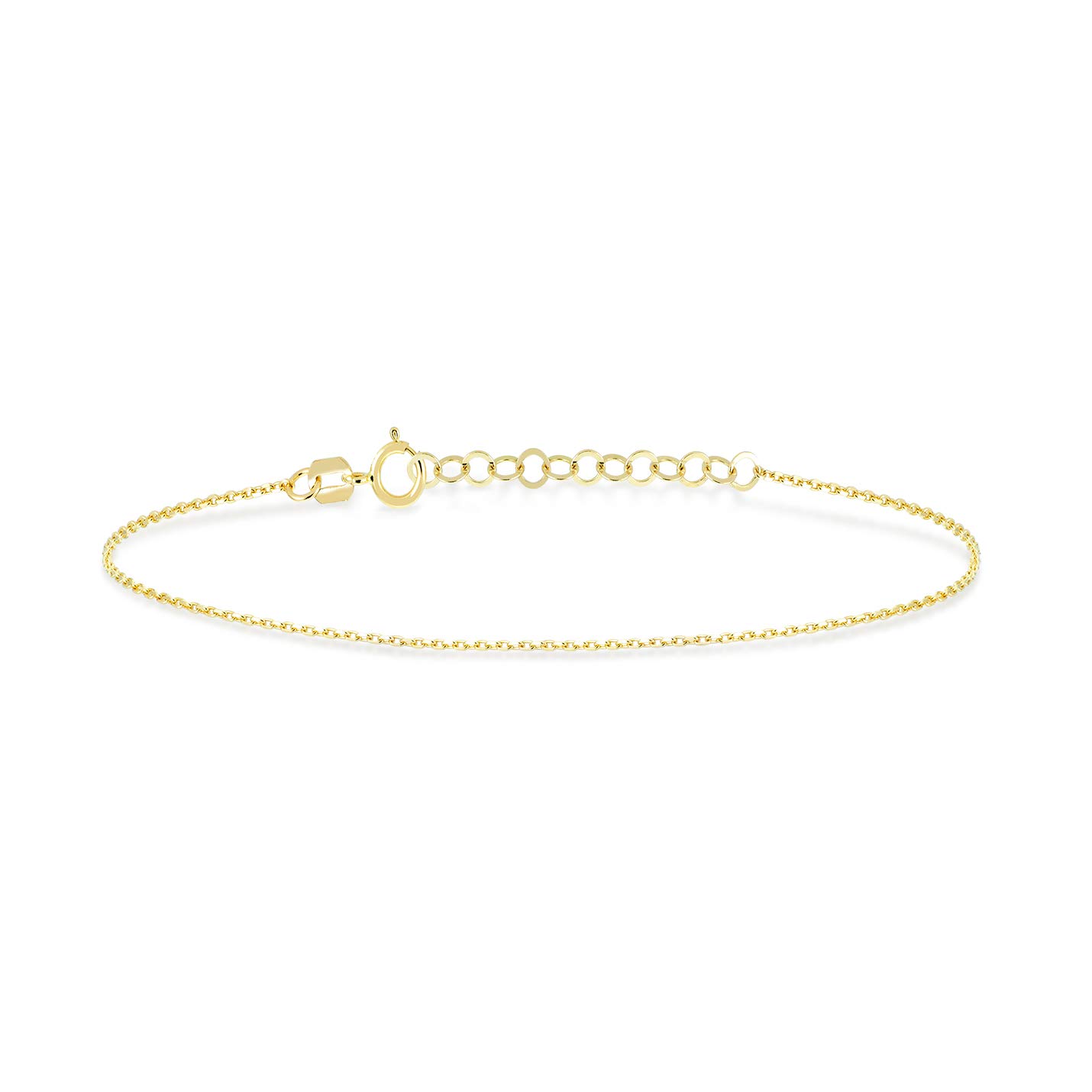 GELIN 14K Solid Gold Thin Cable Chain Bracelet | 14k Yellow Gold Adjustable Chain Bracelets for Women, 6-7"