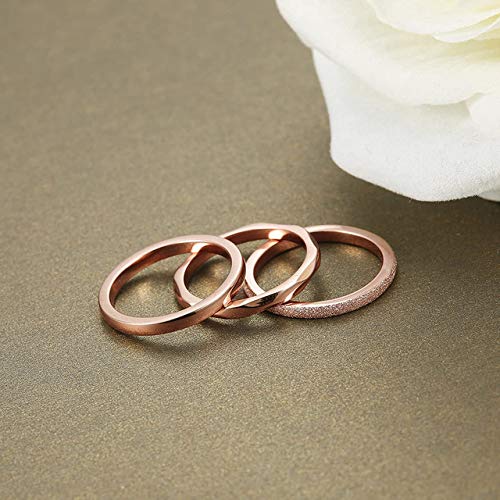 Ganga Jewells 3Pcs 2mm Eternity Stackable 925 Silver Band Rings Statement Wedding Ring For Women Shiny And Hammered Rings Silver, 4-11