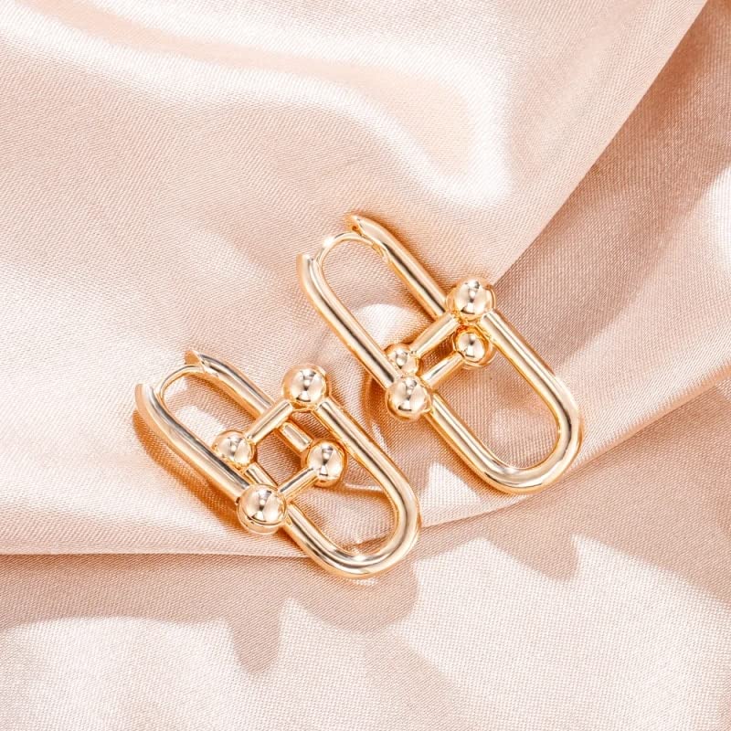 Gold Silver Plated U-Shape Earrings for Women Luxury Creative Zircon Drop Earrings Fine Jewelry Prevent