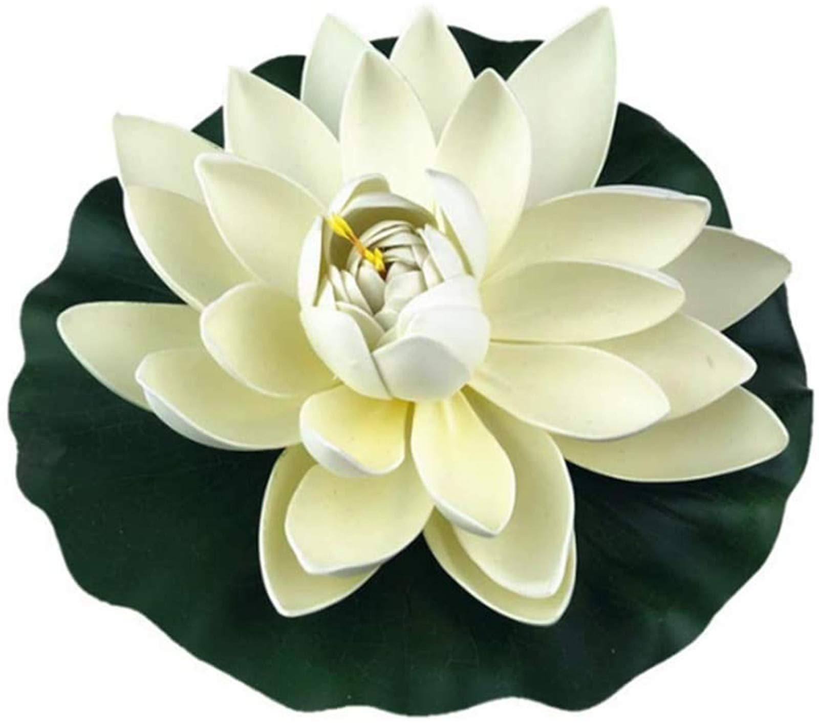 FRUTA 4 Pack Large Artificial Floating Lotus Flowers Foam Floating Flowers Set for Home Garden Pond Pools Aquarium Tank Wedding Party Decorations- Ivory White