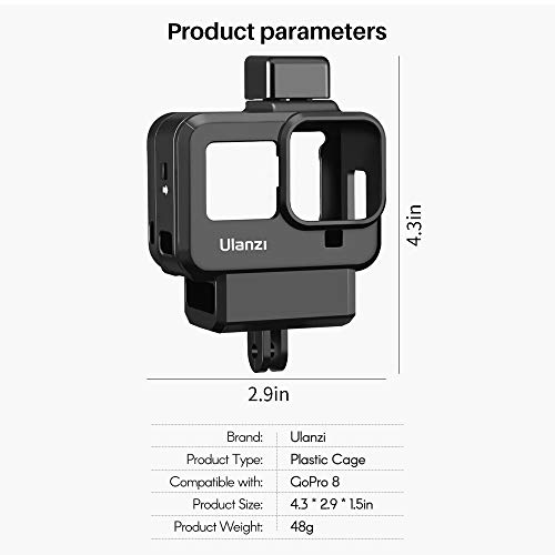 G8-9 Camera Video Cage Vlog Case with Microphone Cold Shoe Mount and Lens Filter Adapter Sport Camera Vlog Accessories Compatible with GoPro 8