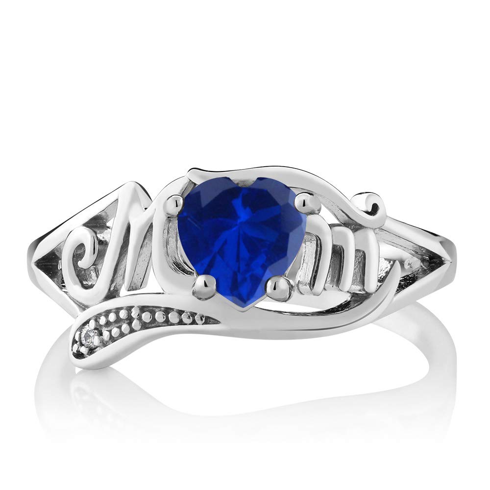Gem Stone King 925 Sterling Silver 6MM Heart Shape Gemstone Birthstone Mothers Day MOM Ring For Women | Available In Size 5, 6, 7, 8, 9