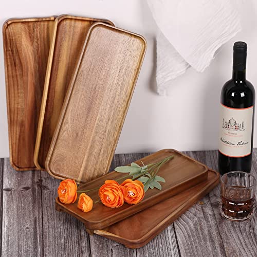 SHENGTIAN Acacia Wood Serving Trays (14 X 5.5 Inches) Rectangular Wooden Serving Platters for Home Decor, Food, Vegetables, Fruit, Charcuterie, Appetizer Serving Tray, Cheese Board (1PCS,13.78in)