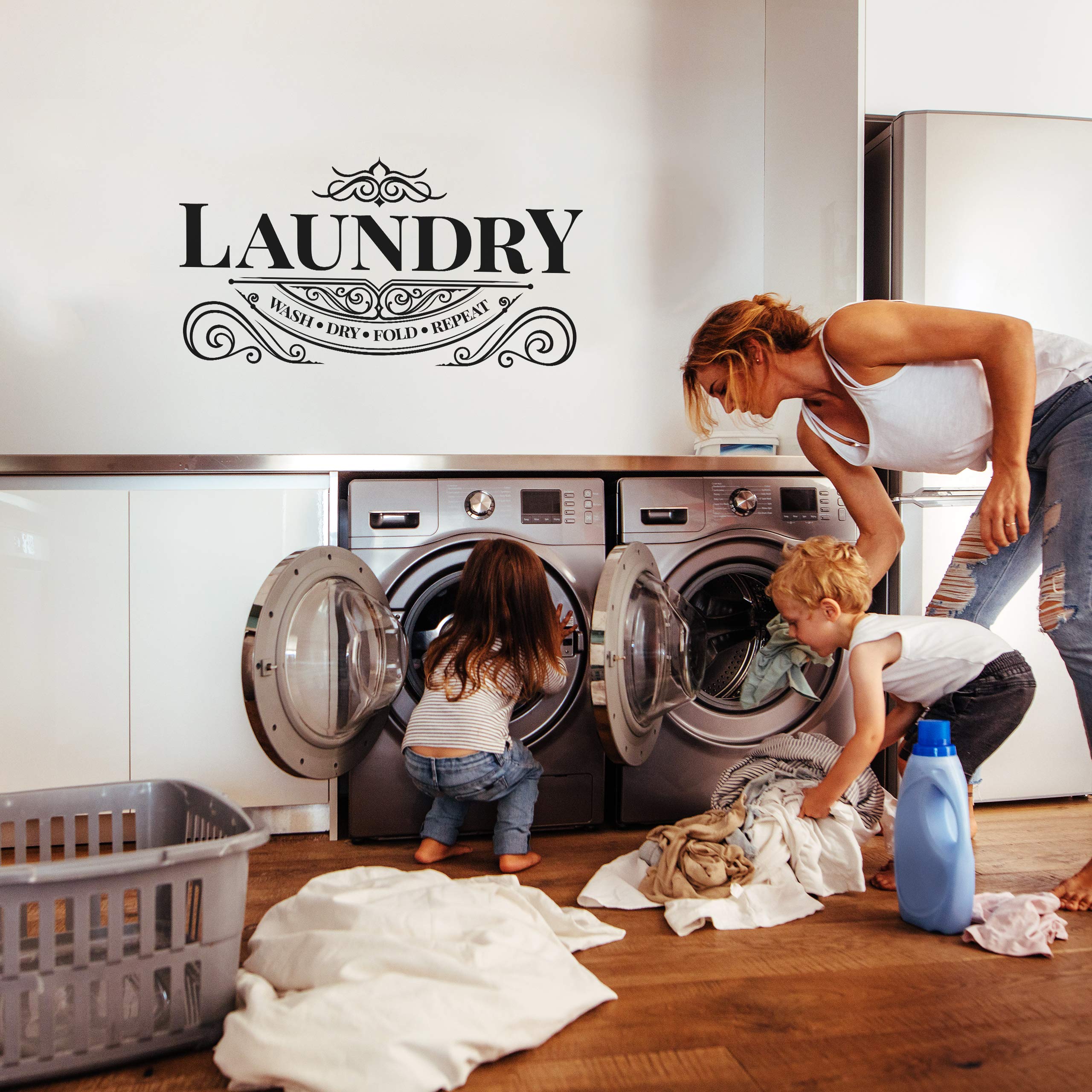 Good Karma Studio Laundry Sign, 24 x 16 in Laundry Room Decal, Laundry Room Sign, Laundry Signs for Laundry Room Decor, Laundry Room Wall Stickers, Laundry Room Decorations for Wall