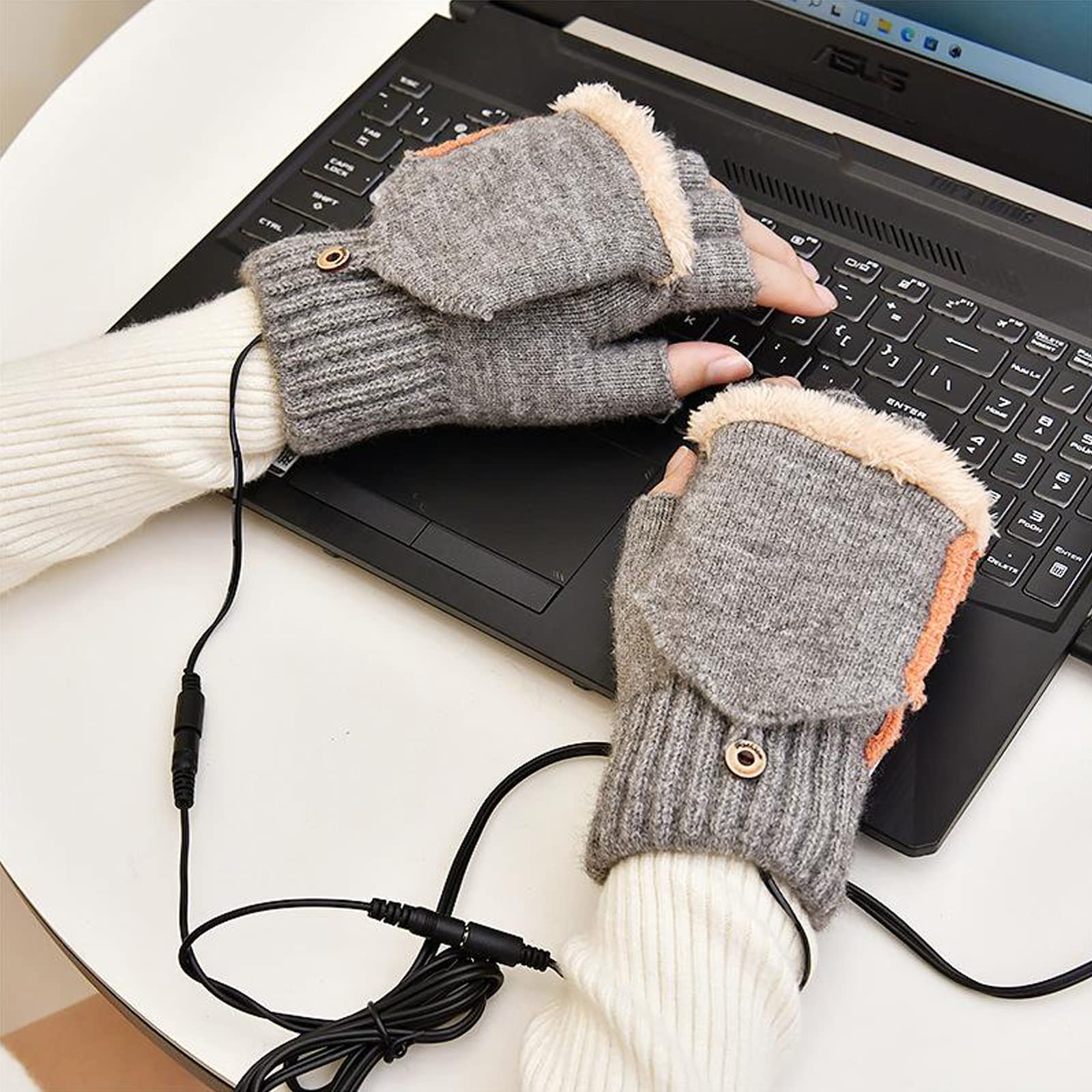 Heated Gloves for Women,Rechargeable Full & Half Hands Electric Gloves Heated Fingerless Touchscreen Gloves Heated Winter Hand Warmer(Black)