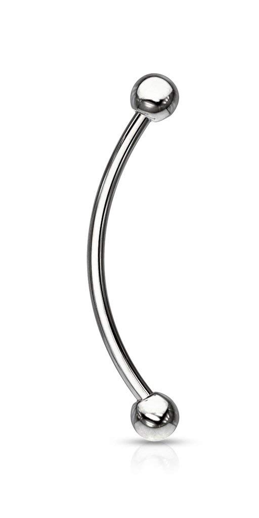 Forbidden Body Jewelry Snake Eyes Piercing Jewelry Tongue, Conch, Belly Button or Eyebrow Rings for Women & Men - 16g Curved Barbell 3mm Solid Ball Ends Surgical Steel Piercing Silver (1 Pc - 5/8")