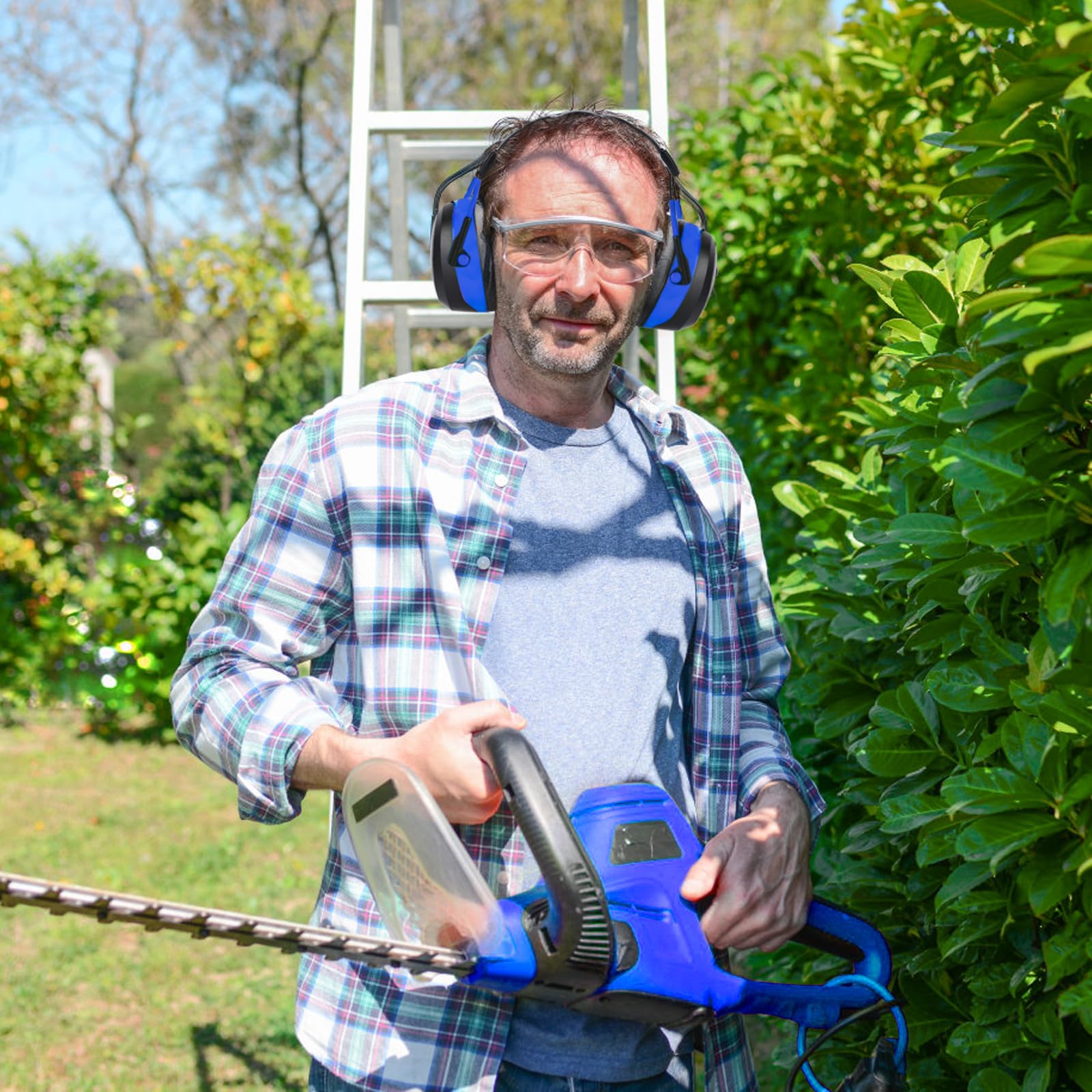 Gardtech Hearing Protection with Bluetooth, FM Radio Earmuffs, NRR 29dB Hearing Protection Headphones Noise Cancelling Headphones with MP3 for Mowing Lawn Work, Rechargeable BL-5B Battery