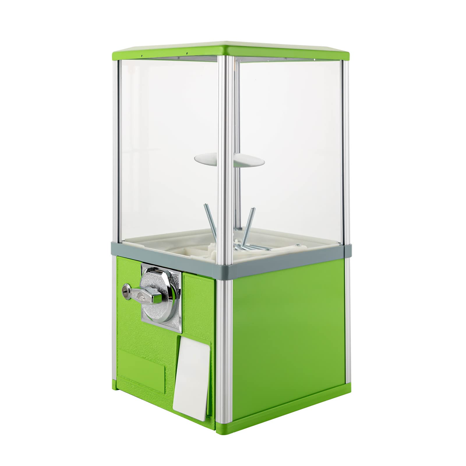 Green Vending Machine with Lock, Candy Gumball Machine, Large exit with Baffle, Suitable for 1.77-1.97 inches of Capsule, for Retail Stores, Game Stores, Park