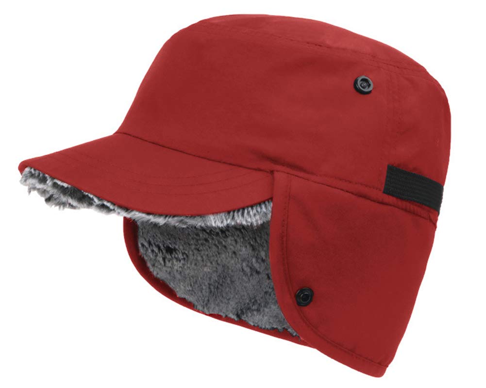 Gisdanchz Hiking Snow Ski Hunting Winter Earflap Elmer Fudd Army Military Hat for Men Women Cold Weather Warm Cadet Cap Ear Muffs Cover Adjustable Mens Trapper Baseball Flat Top Hats Headgear Red